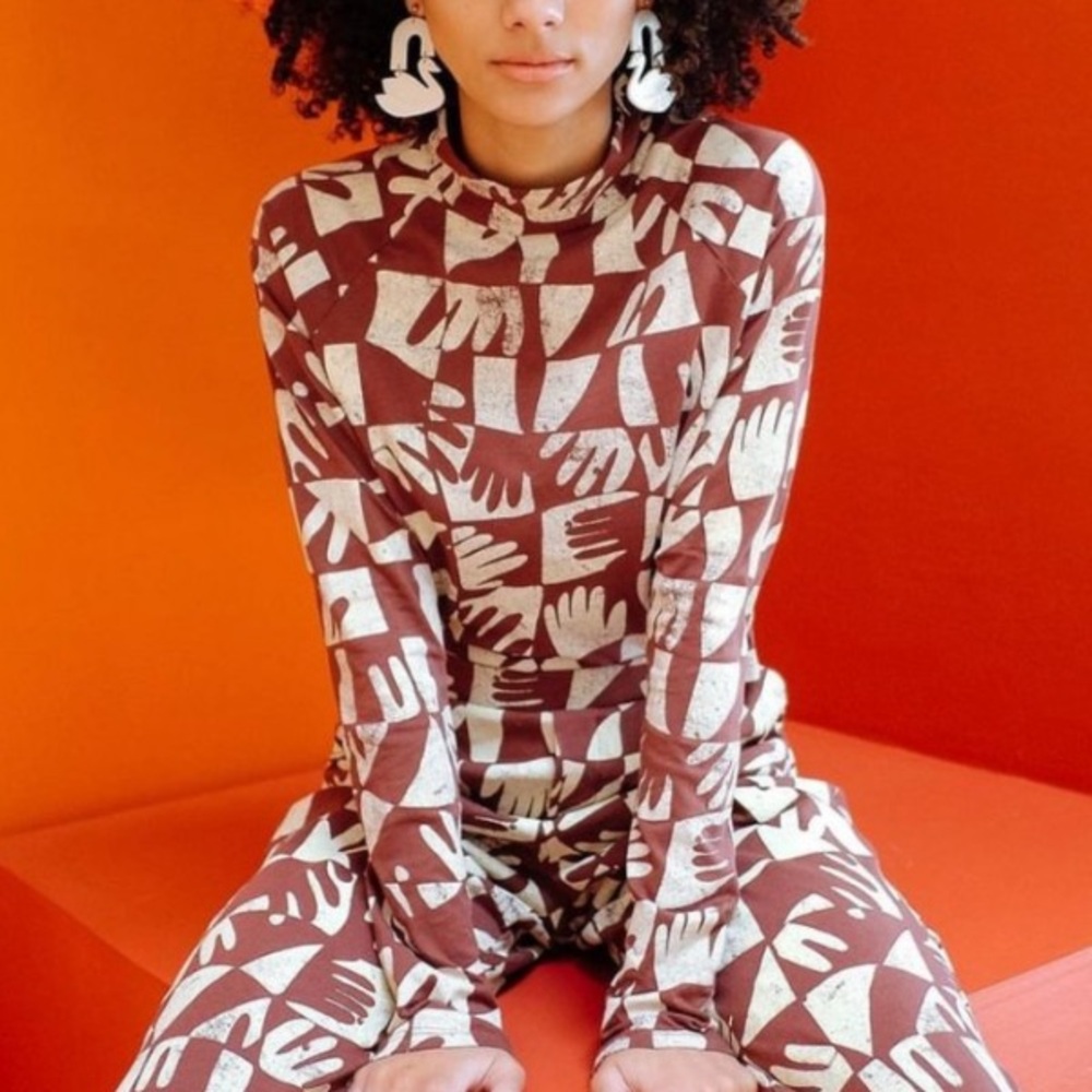 Anthropologie Dazey La Hand Screen Print Mock Neck Lo… - Gem